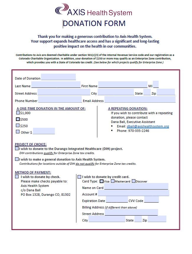 Axis Health System | How to Donate